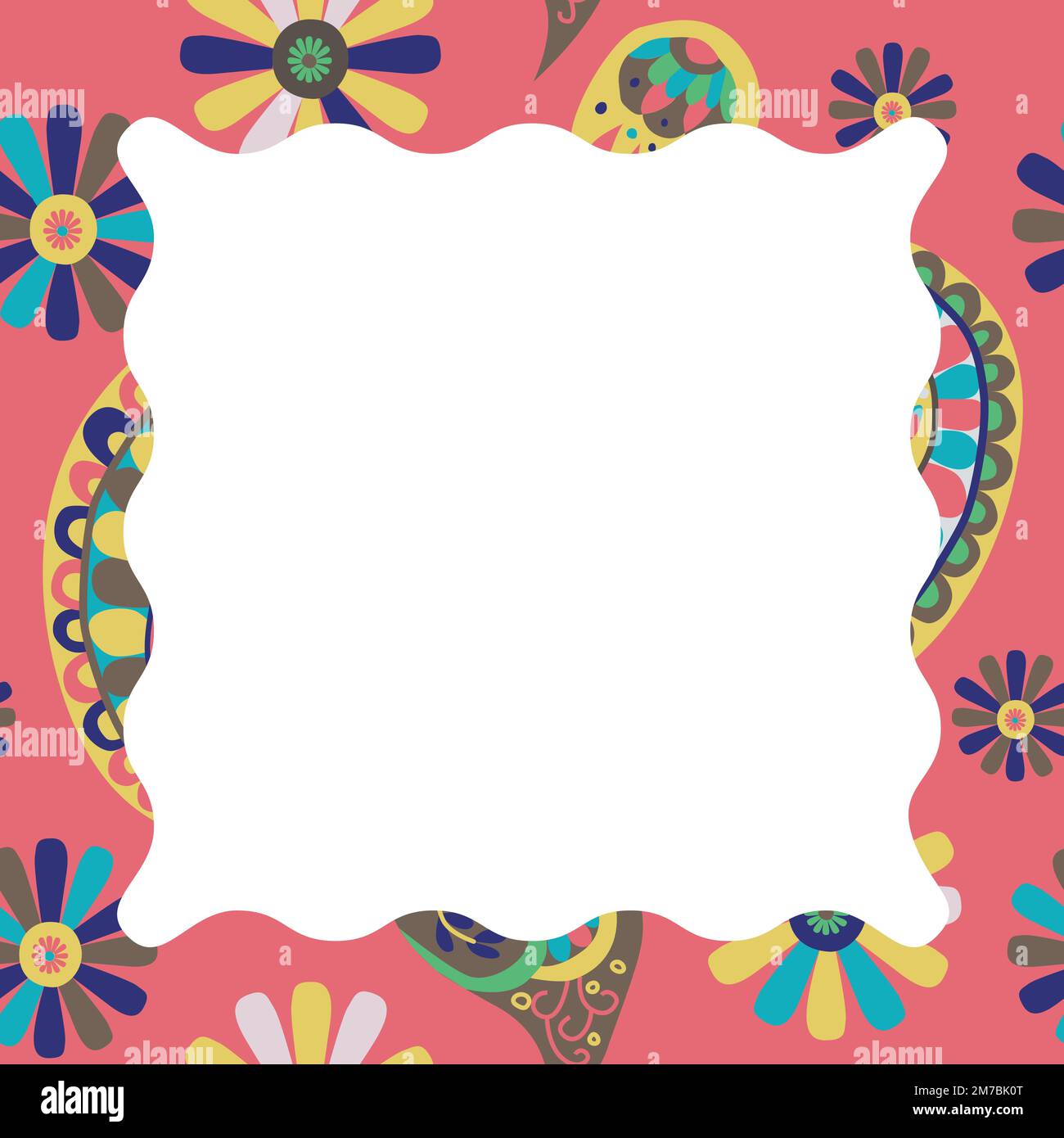 Bright pink ornamental frame vector paisley pattern Stock Vector Image ...