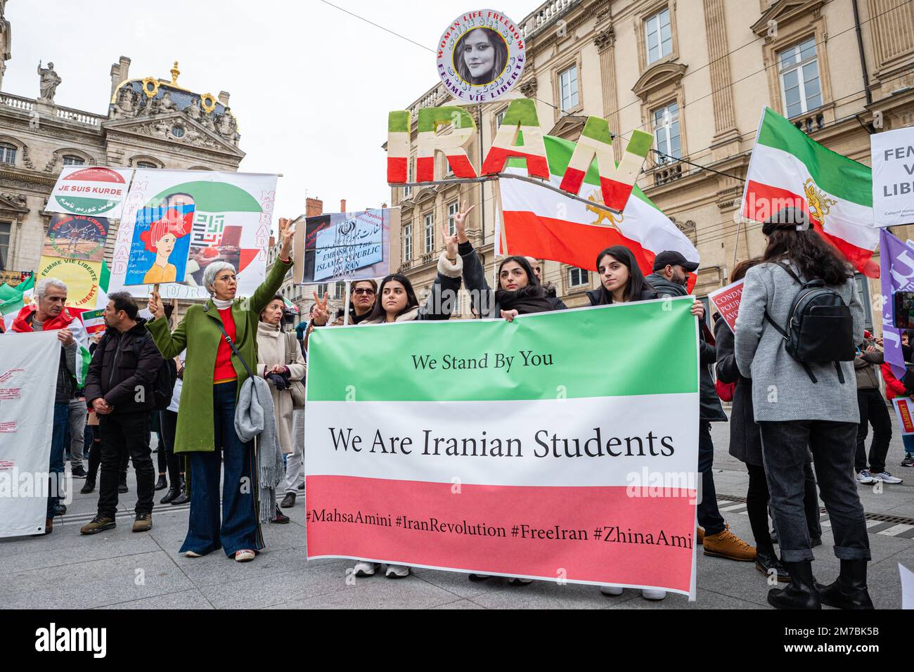 France, Lyon, 2023-01-08. Demonstration against the repression in Iran ...