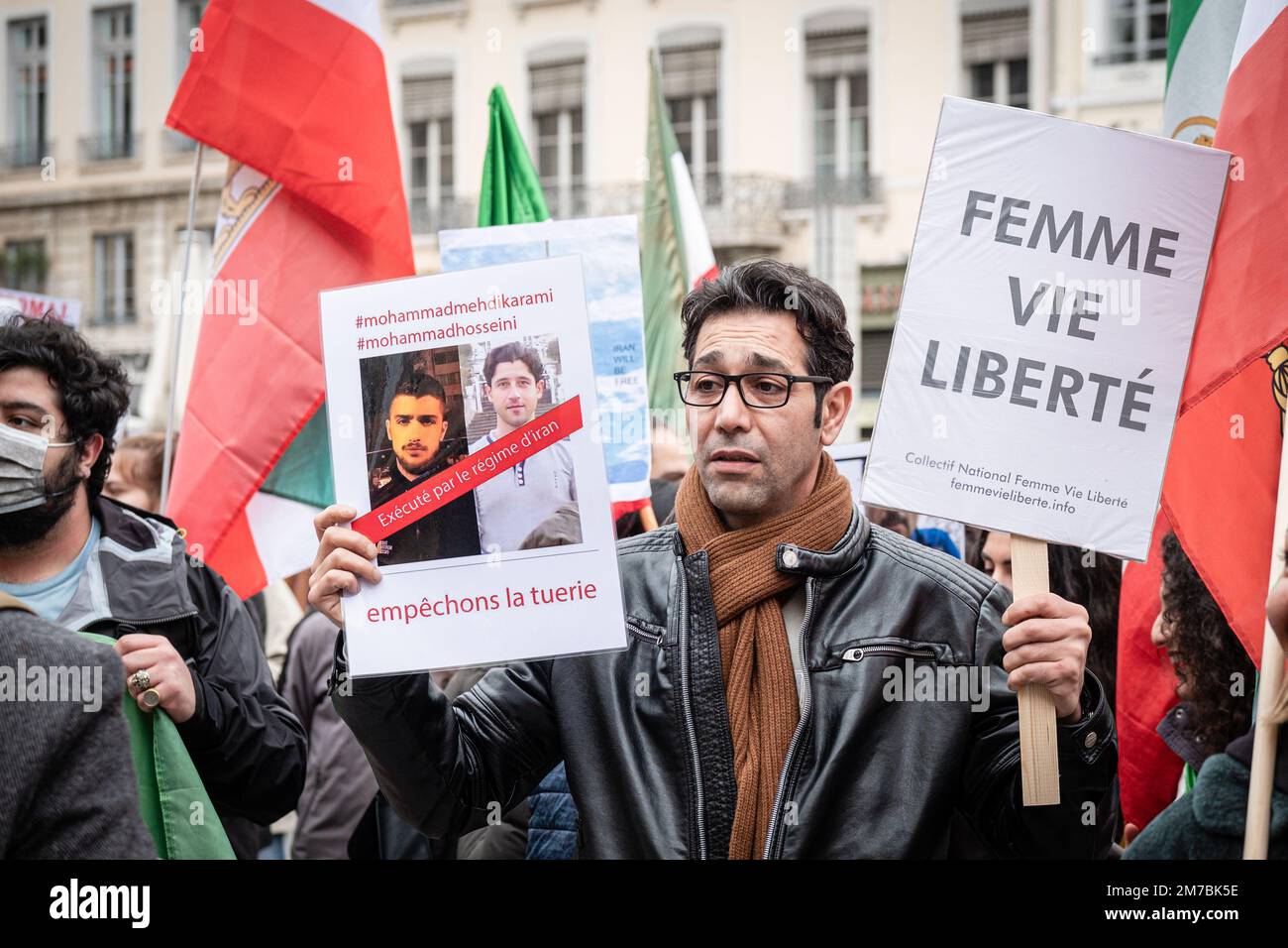 France, Lyon, 2023-01-08. Demonstration against the repression in Iran ...