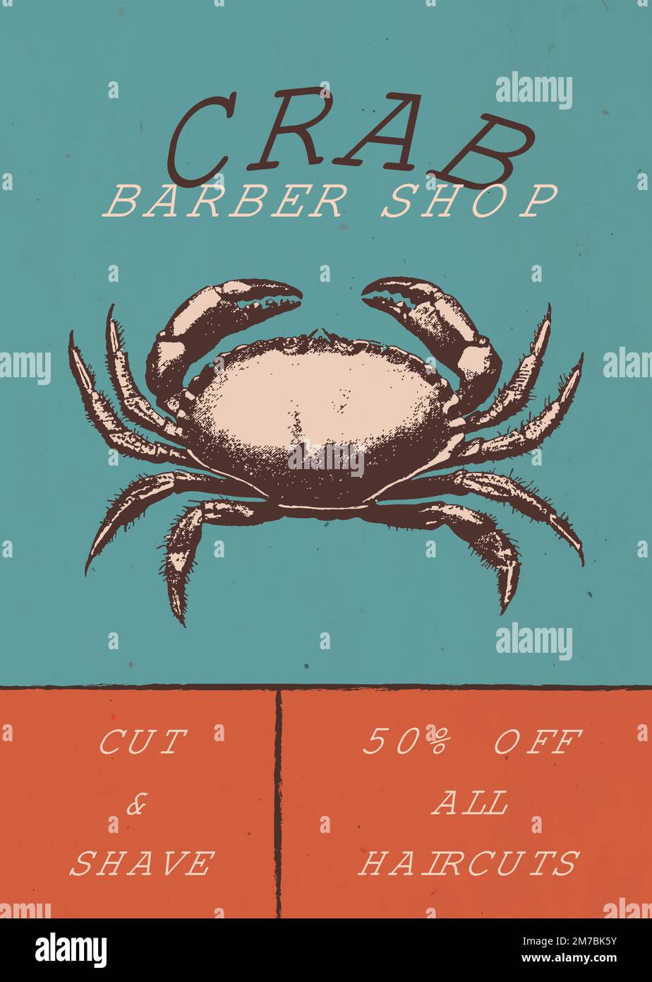 Retro barber shop vector poster editable template Stock Vector Image ...