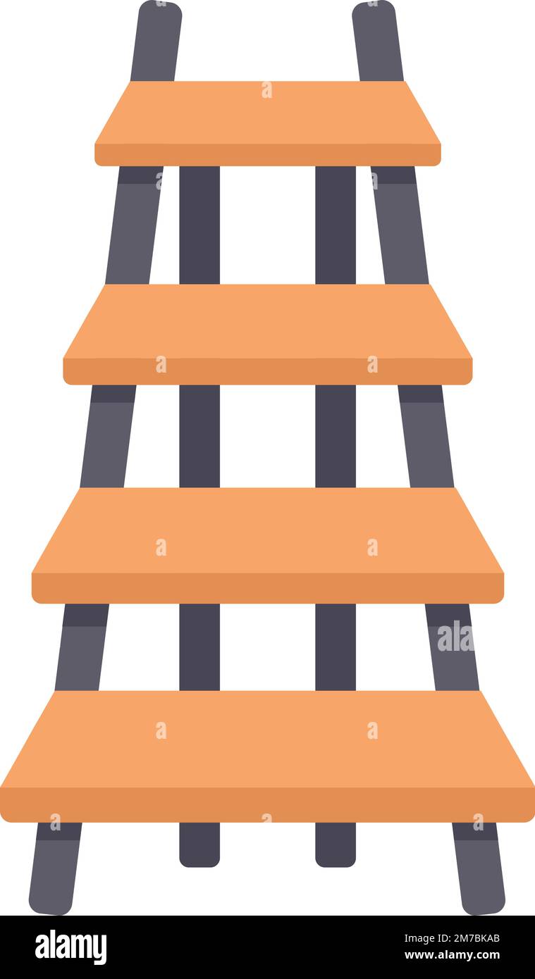 Ladder icon flat vector. Wood construction. Wooden stair isolated Stock ...