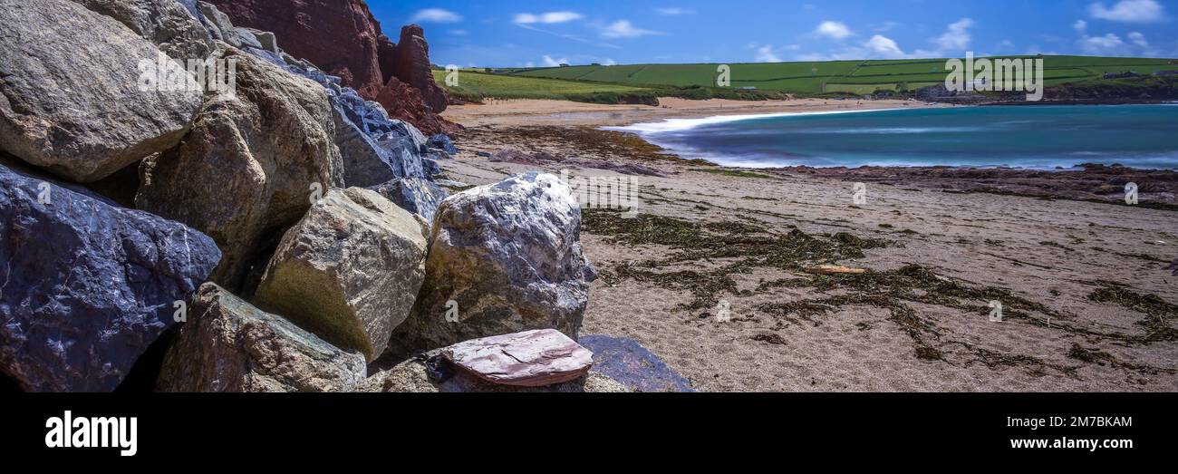 Rocks at South Milton Beach, Devon, UK Stock Photo - Alamy