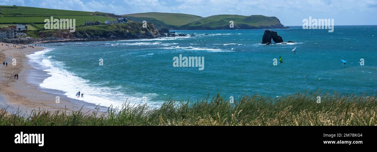 View the South Milton Beach and thurlestone rock, Devon, UK Stock Photo ...