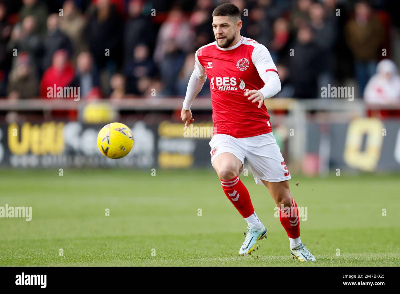 Fleetwood Town's Danny Andrew on the ball during the Emirates FA Cup ...