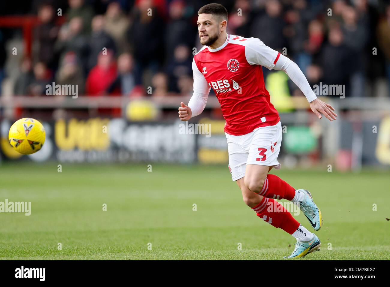 Fleetwood Town's Danny Andrew on the ball during the Emirates FA Cup ...