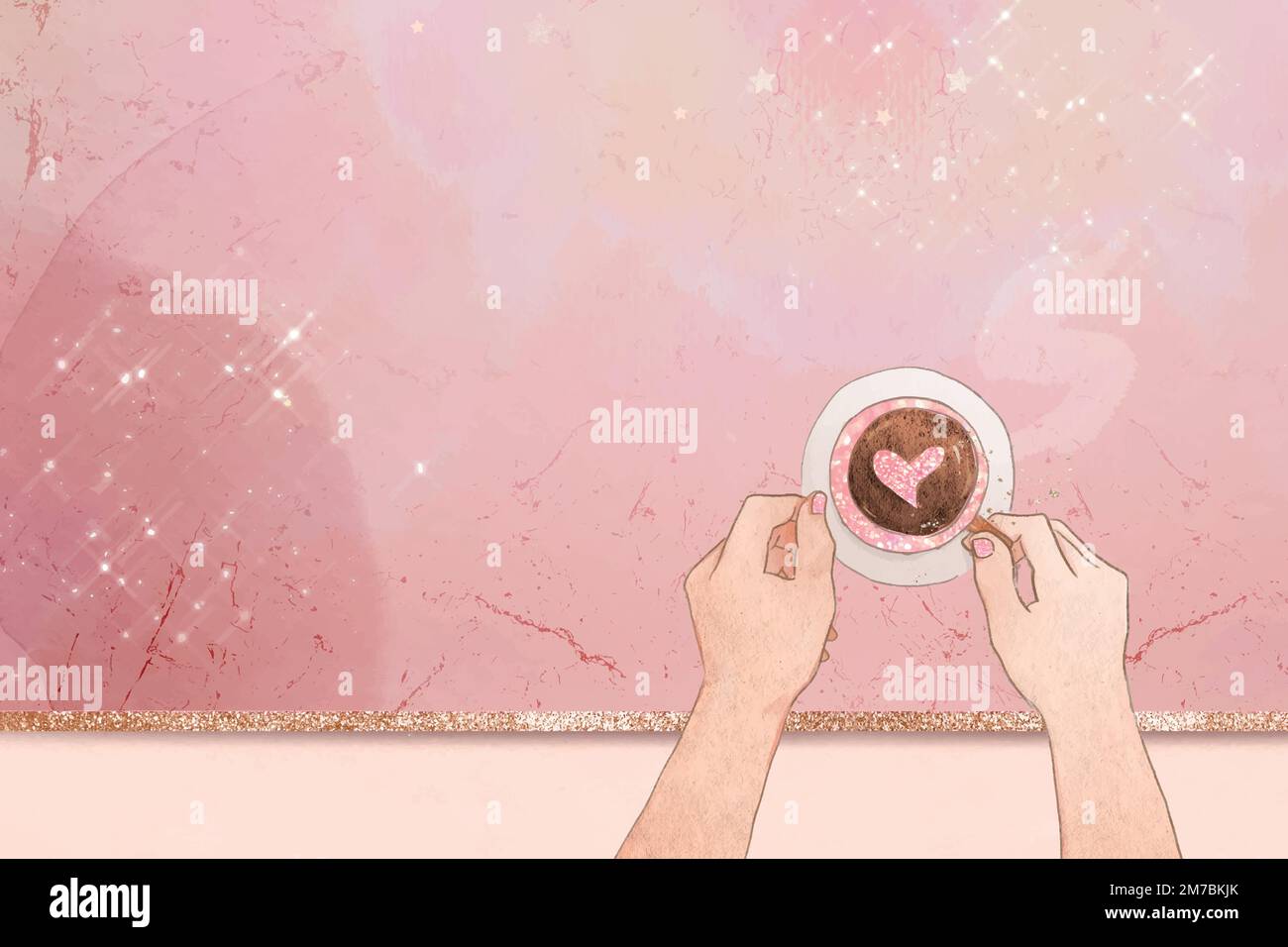 Pink glitter coffee Stock Vector Images - Alamy