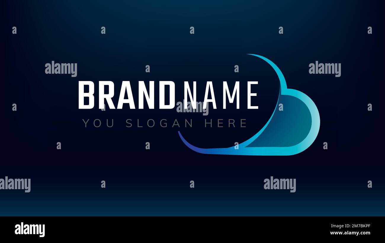 Gradient cloud editable slogan vector technology design Stock Vector ...