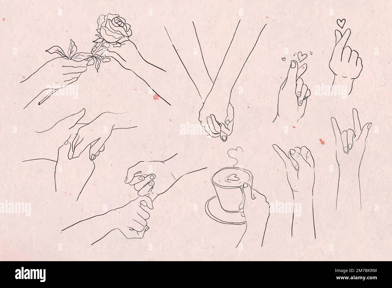 Valentine’s and love hand gestures vector grayscale sketch set Stock Vector Image & Art - Alamy