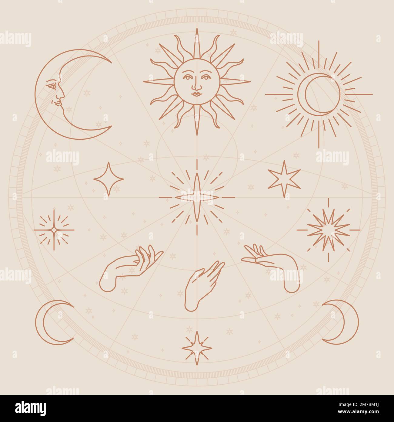 Celestial Object Sketch Vector Set Beige Background Stock Vector Image And Art Alamy