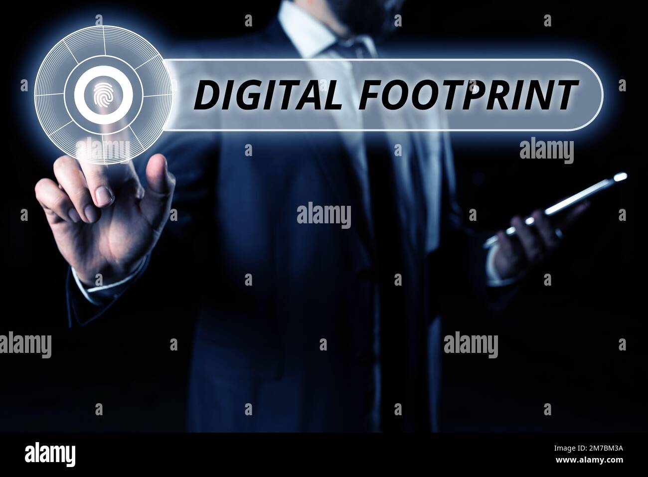 Text caption presenting Digital Footprint. Word Written on uses digital ...