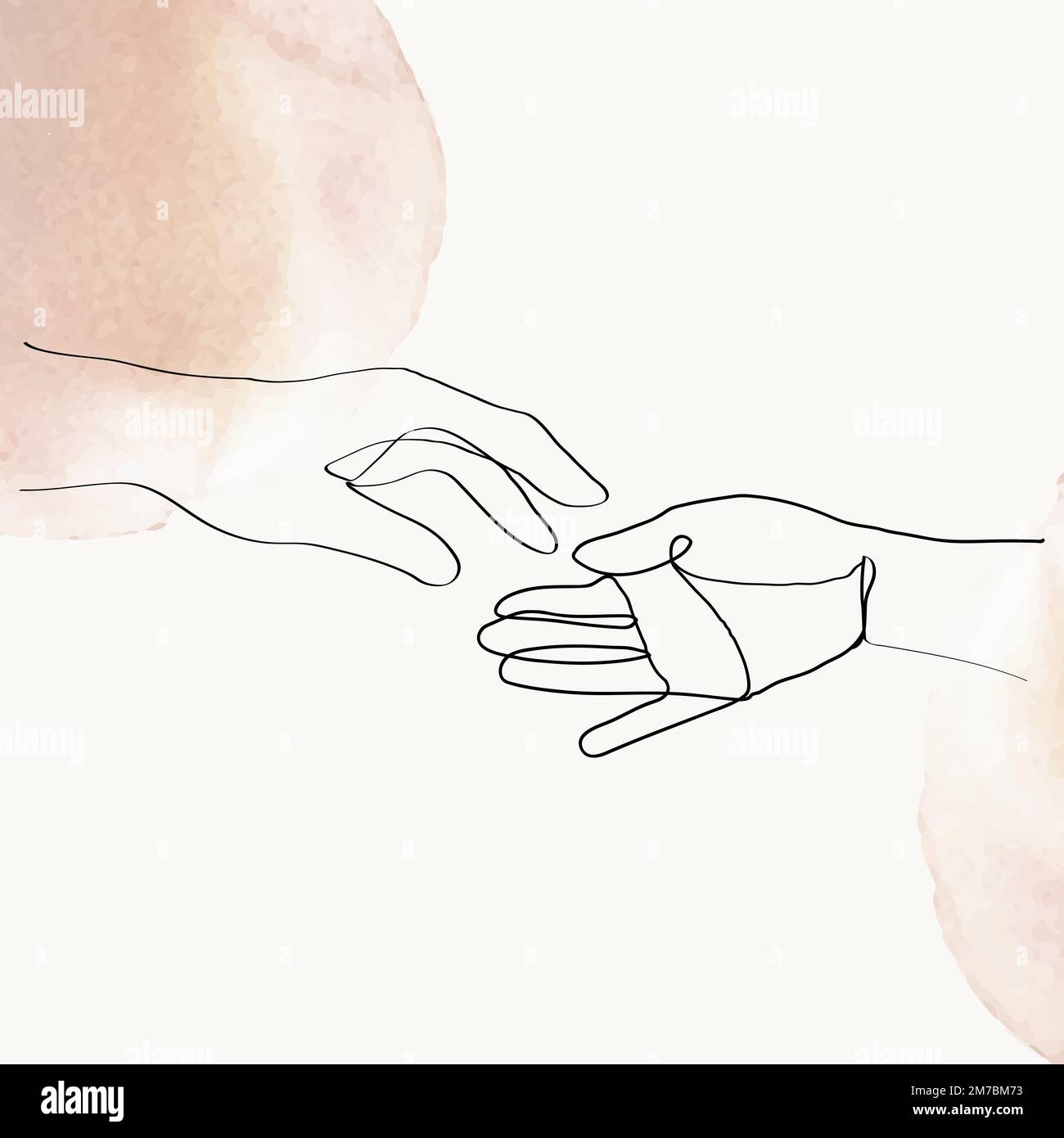 Feminine hands line art vector minimal illustration on orange pastel ...