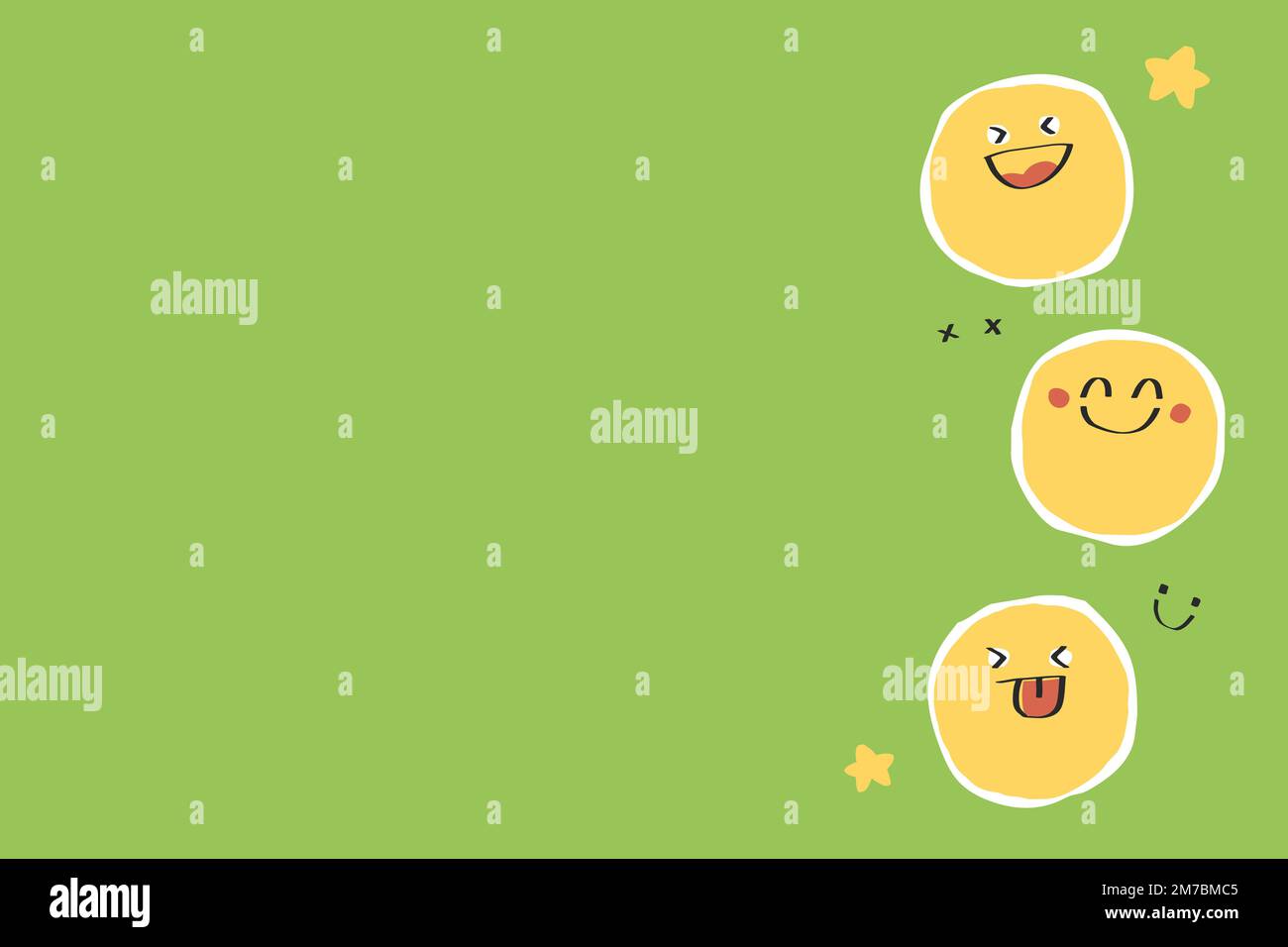 Cute background vector of doodle emojis on green Stock Vector Image ...