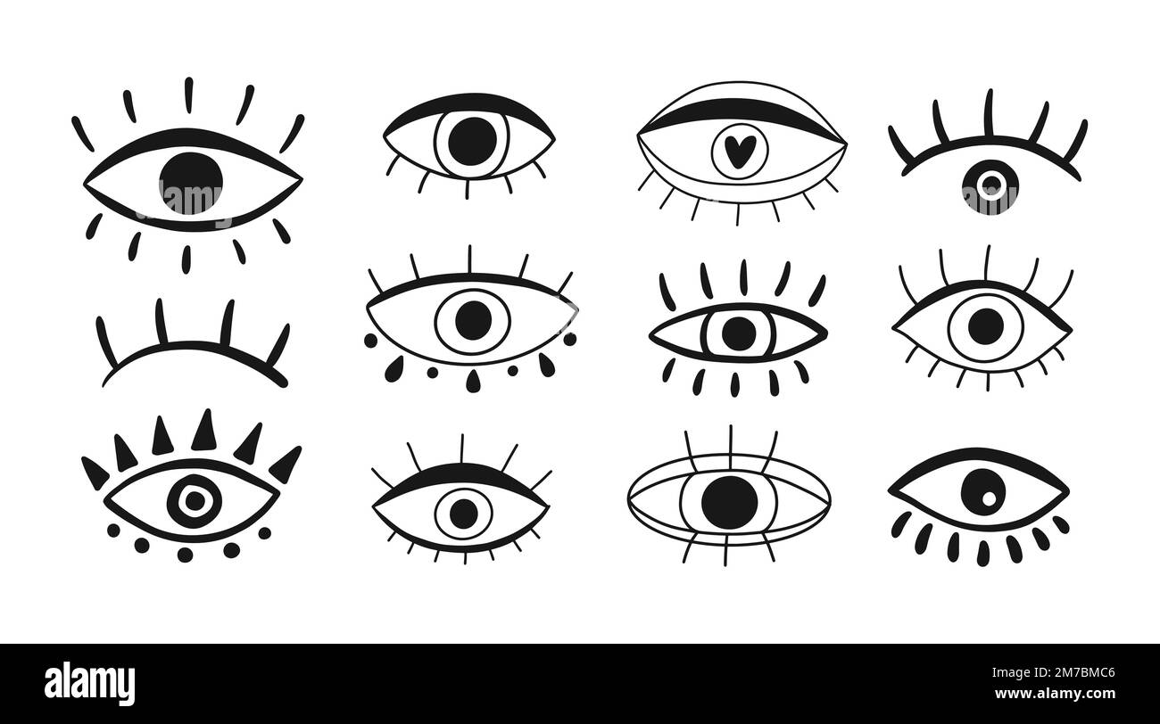 Eye doodle logo design element set Stock Vector Image & Art - Alamy