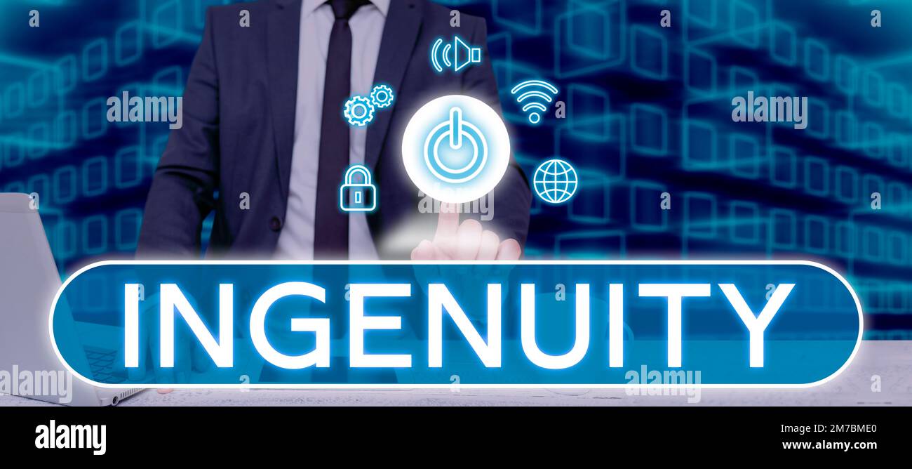 Text caption presenting Ingenuity. Internet Concept the quality of ...