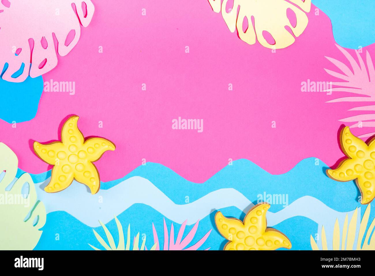 Summer trendy colorful background. Paper art minimal background with ...