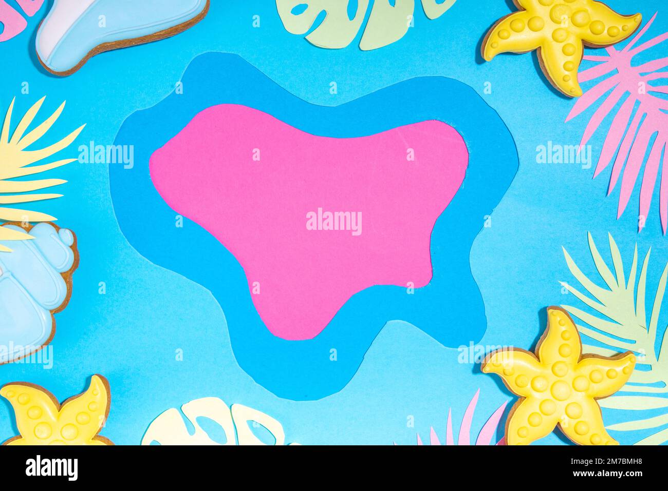 Summer trendy colorful background. Paper art minimal background with ...