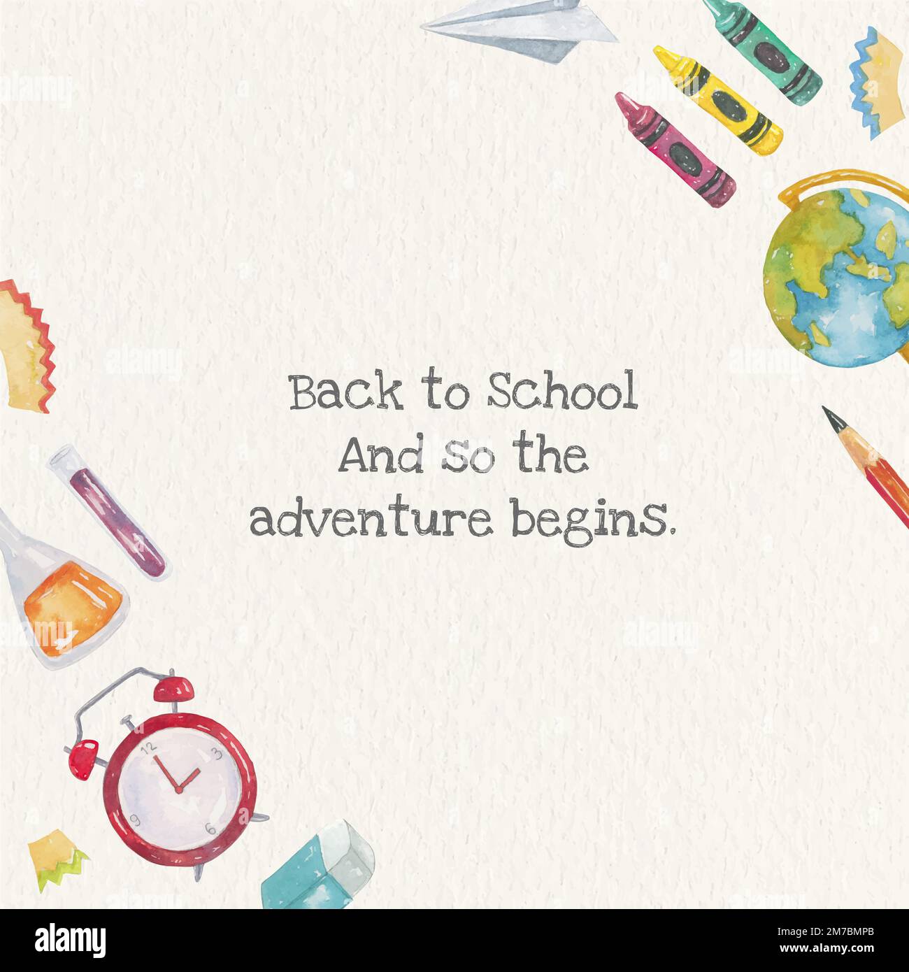 School stationery editable template vector in watercolor back to school ...