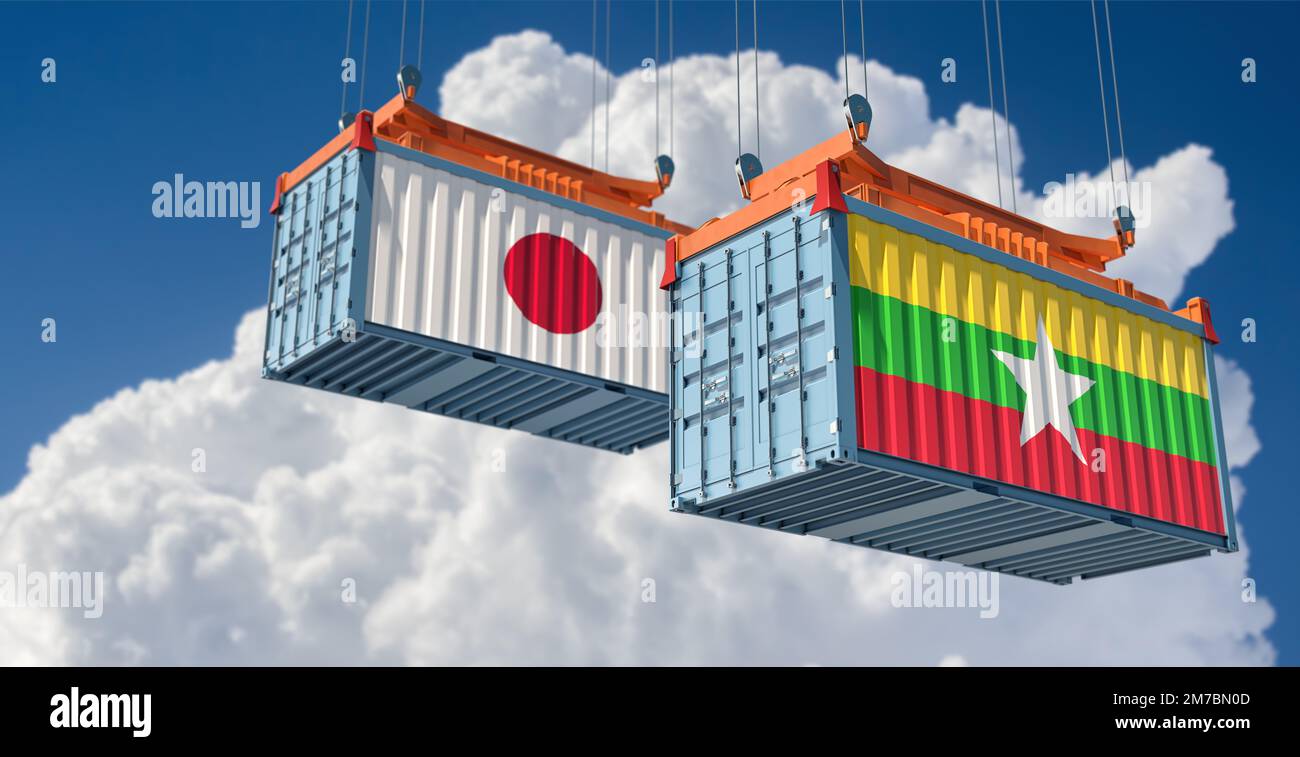 Myanmar japan national flags hi-res stock photography and images - Alamy