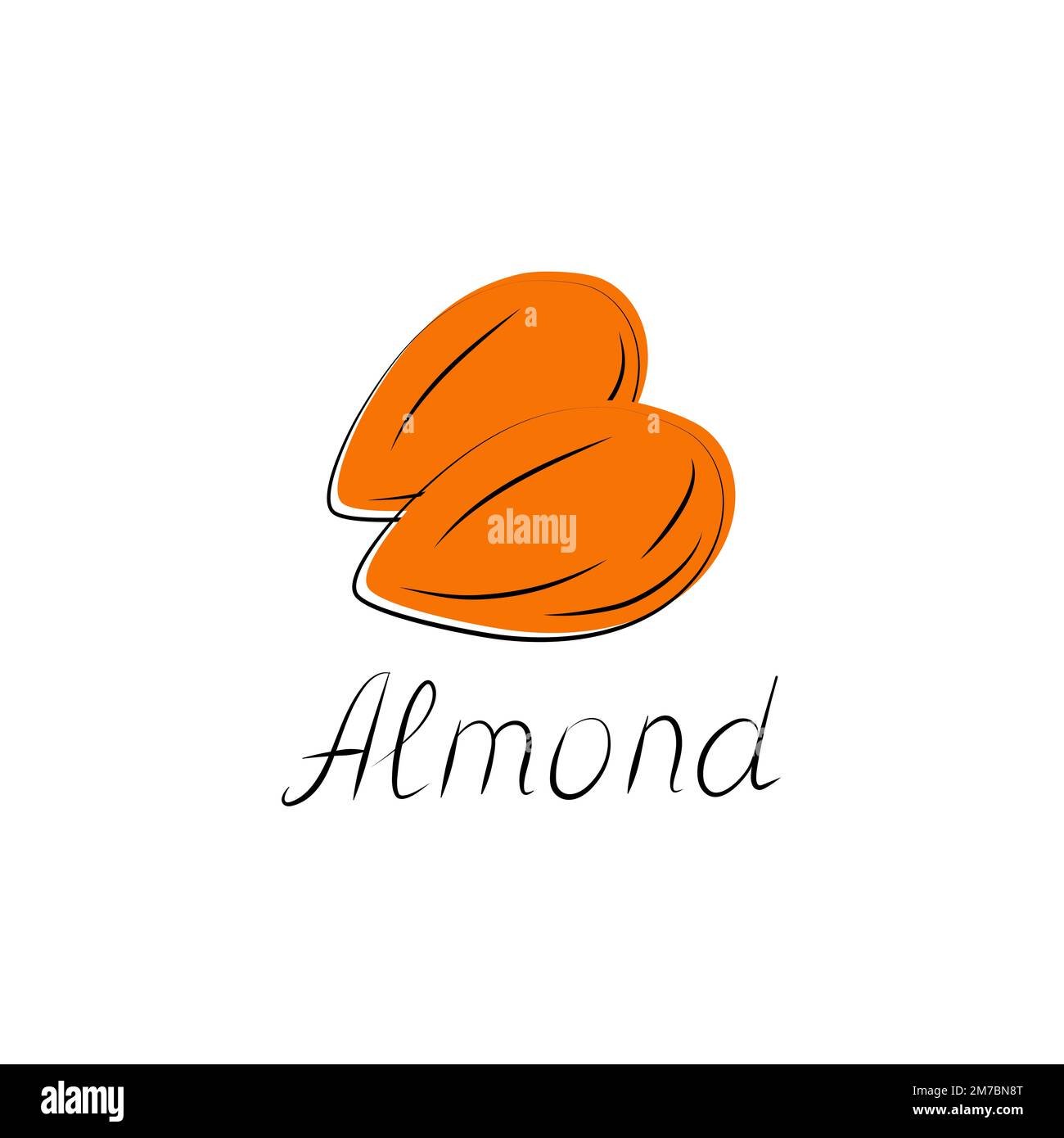 Almond cartoon illustration. Simple nut logo for emblem, sticker ...