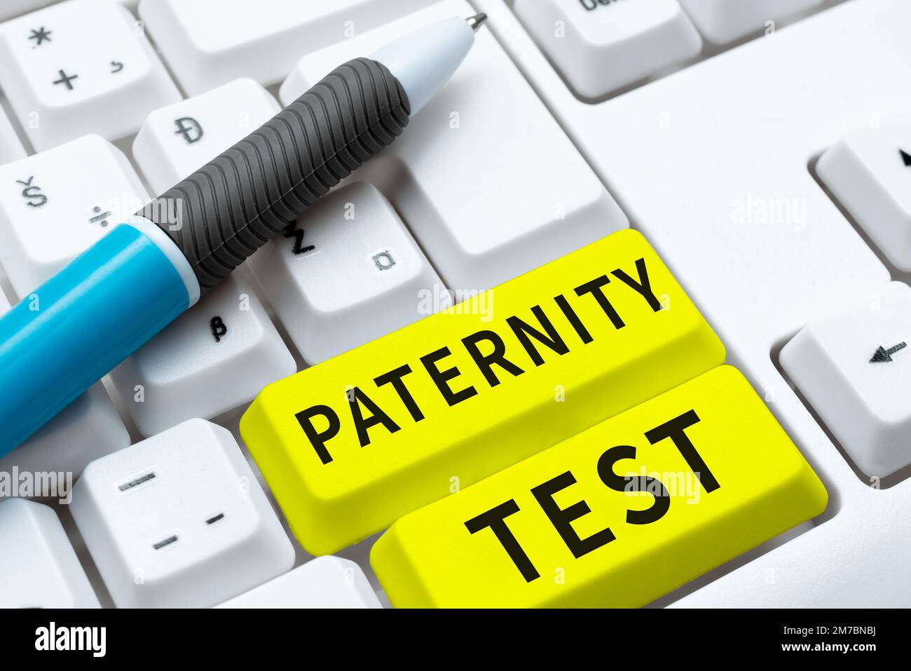 Hand writing sign Paternity Test. Word Written on a test of DNA to ...