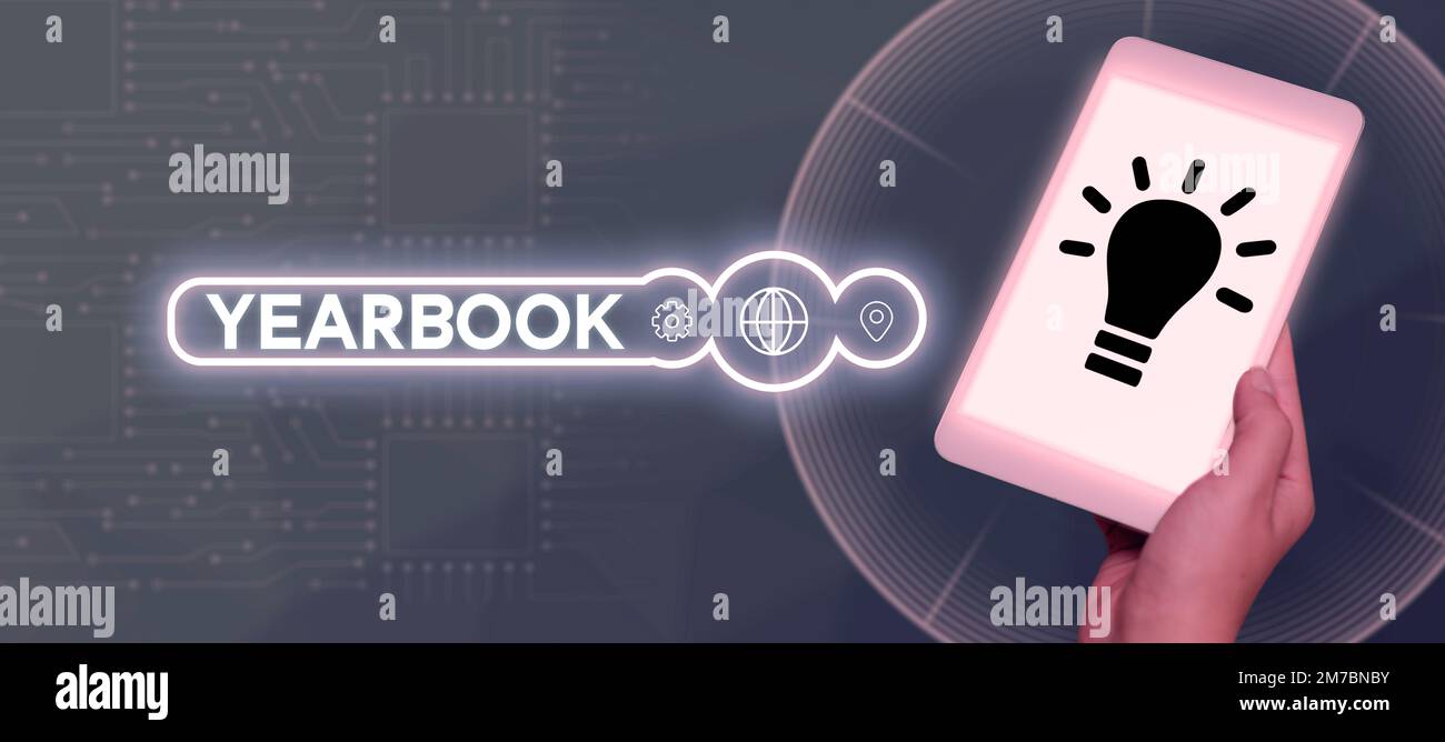 Inspiration showing sign Yearbook. Concept meaning publication compiled ...