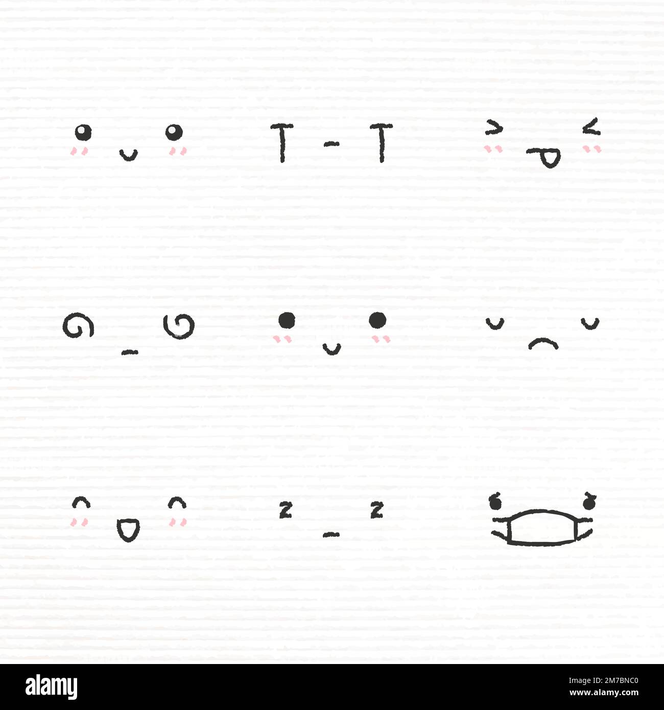 Cute emoticon design element vector with diverse feelings in doodle ...