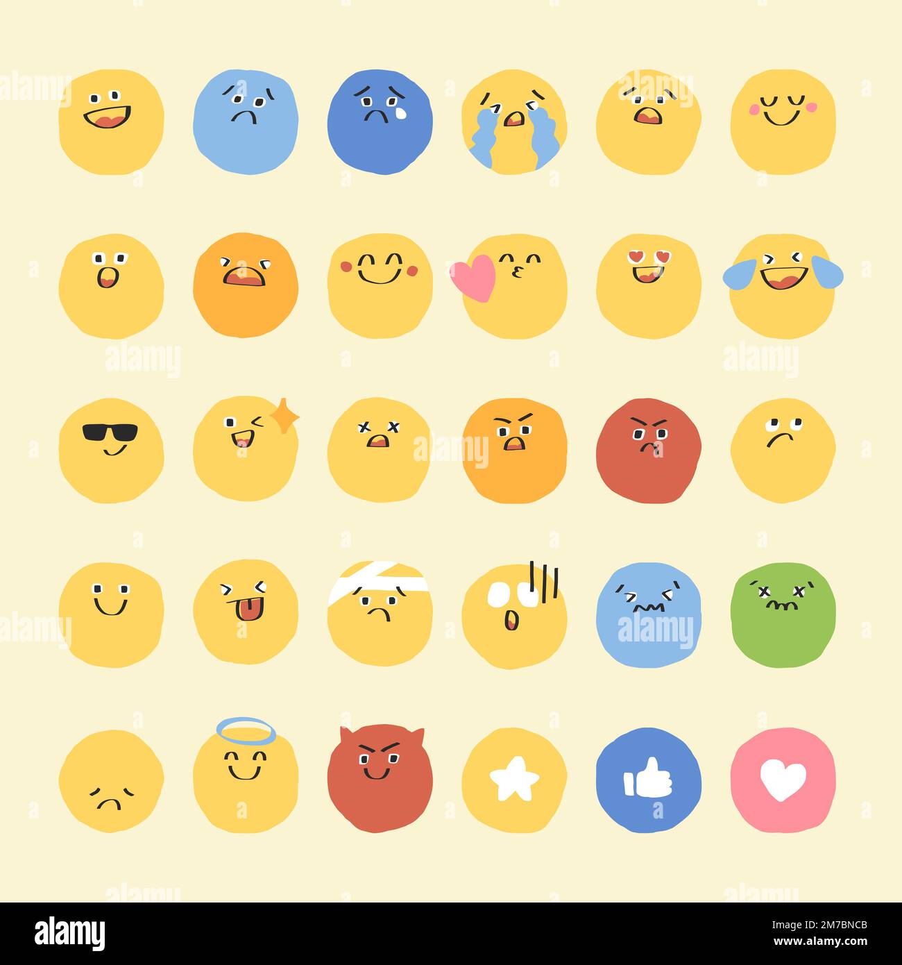 Cute doodle emoticon vector set journal sticker Stock Vector Image ...
