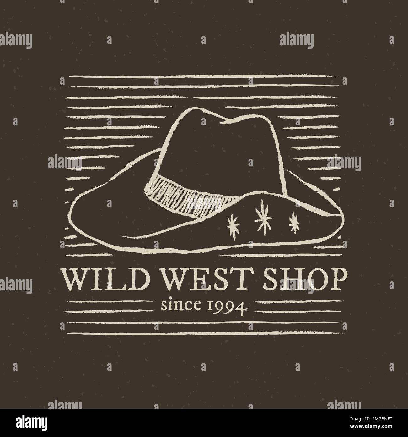 Wild west shop logo vector on dark gray background with cowboy hat ...