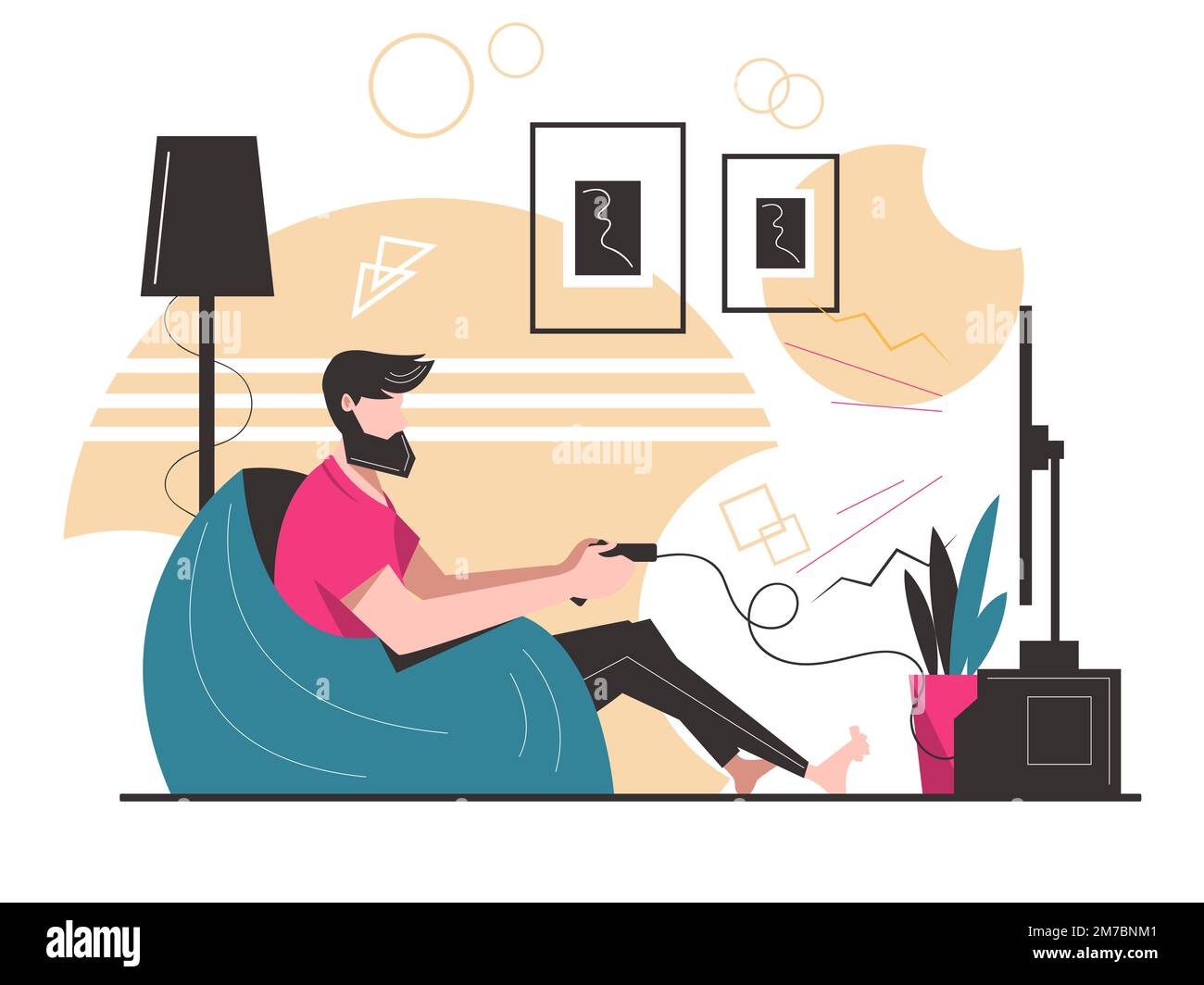 Playing Video Game Character Concept Stock Photo - Alamy