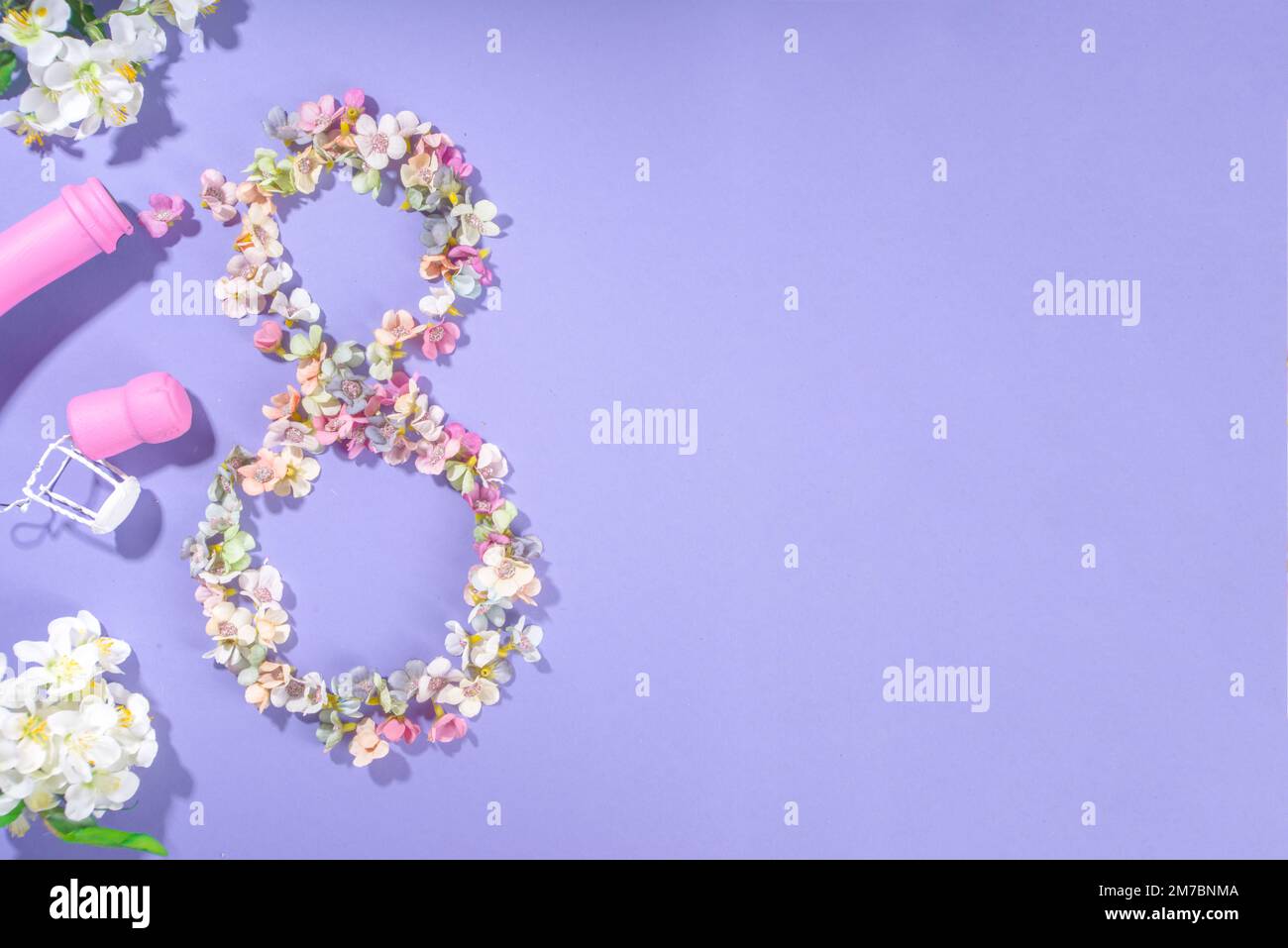 8 march spring holiday background with 8 march made with spring blossom ...