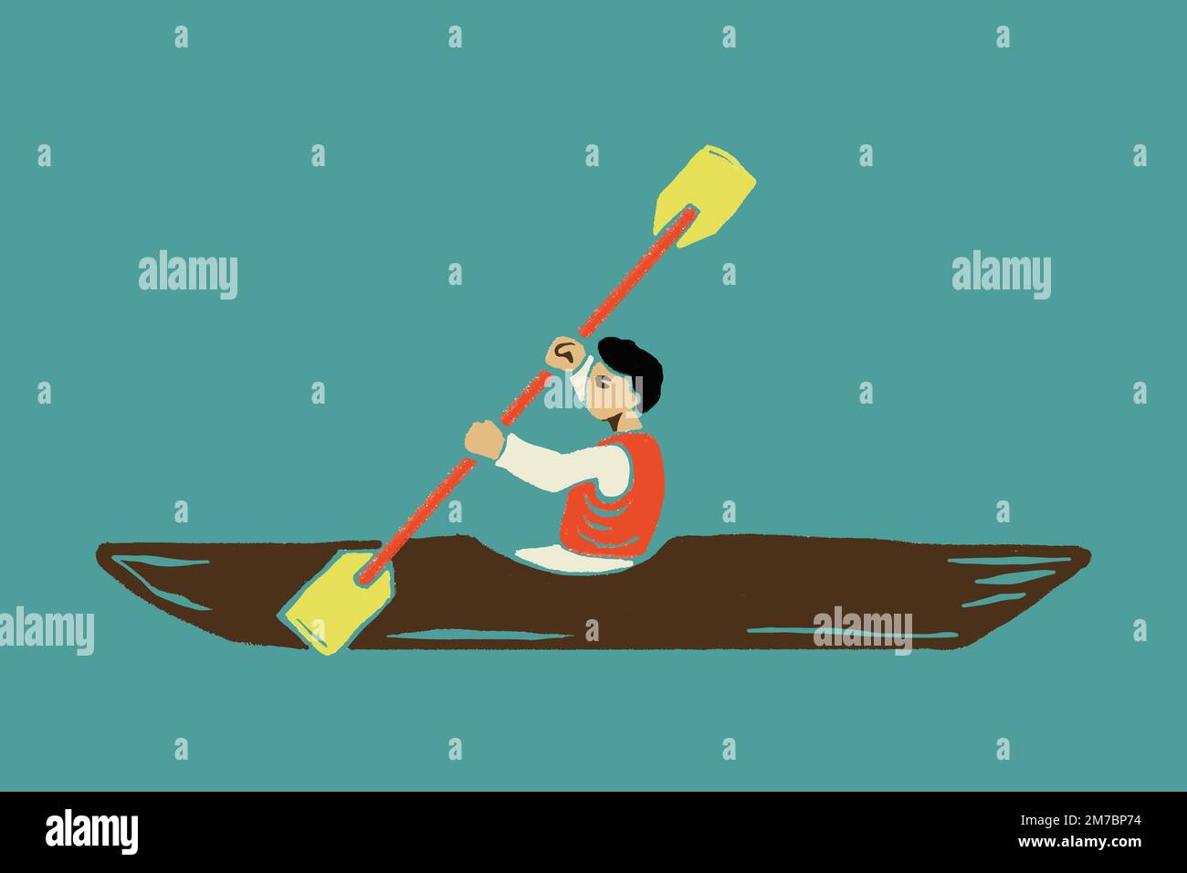 Kayaking man cartoon sticker vector in traveling theme Stock Vector ...