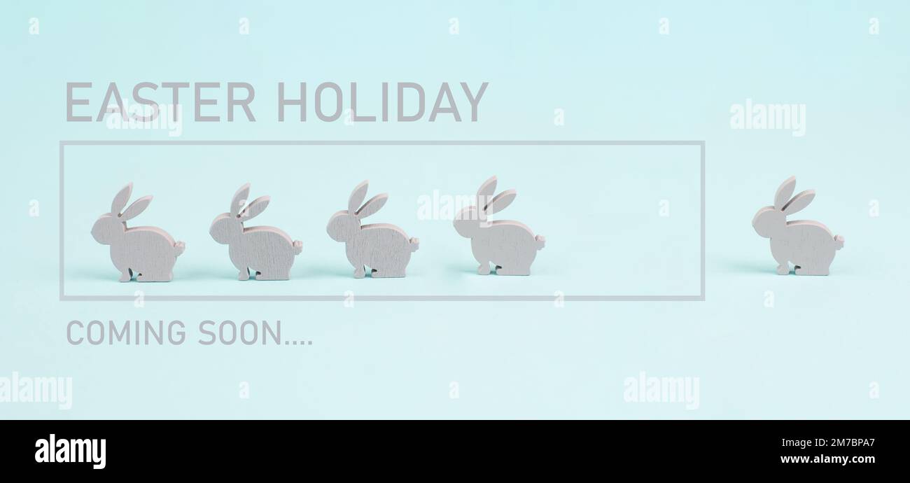 Cute easter bunny or rabbit in a row, loading bar for spring holiday ...