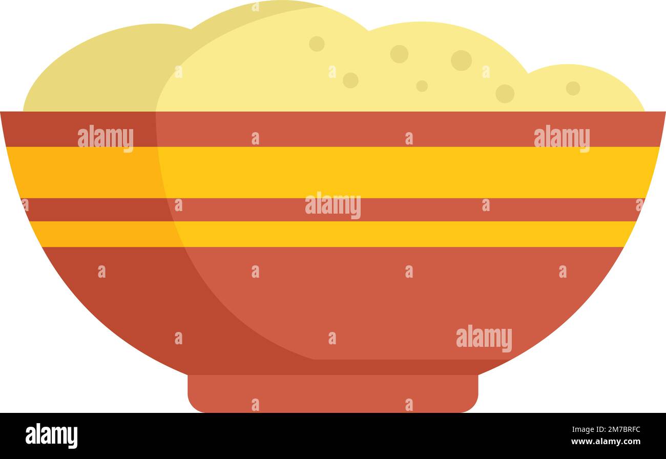 Milk mash potato icon flat vector. Boiled dish. Spoon meal isolated ...