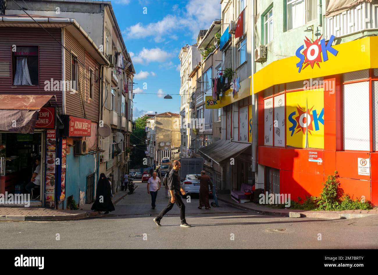 Street scene in Balat neighborhood, Fatih, Istanbul, Turkey, European ...