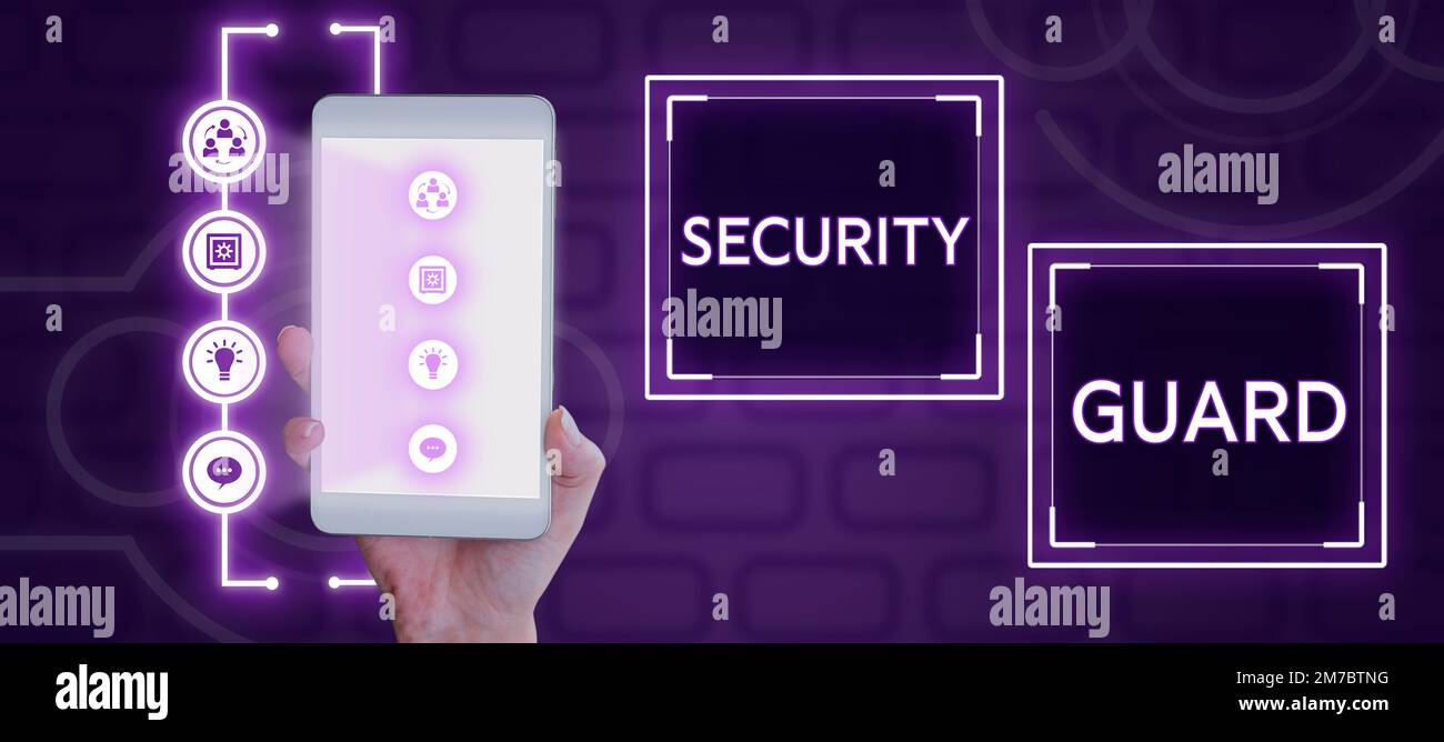 Sign Displaying Security Guard Word For Tools Used To Manage Multiple