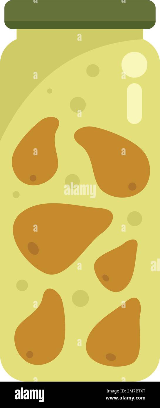Pickle pear icon flat vector. Glass food. Can product isolated Stock ...