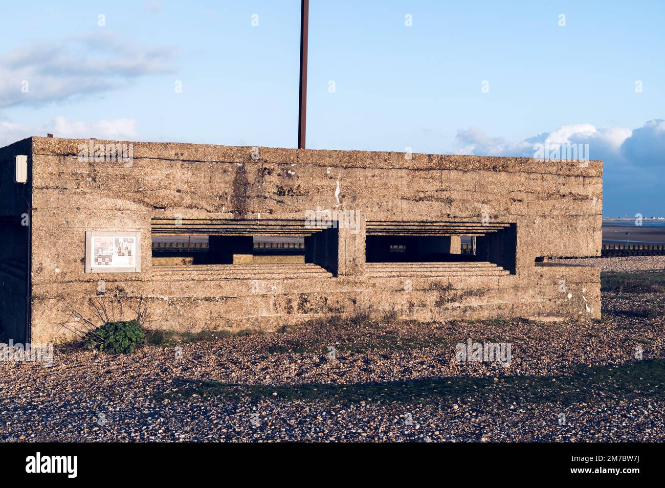 Machine gun emplacement from World War 2 at Rye Harbour, UK Stock Photo ...