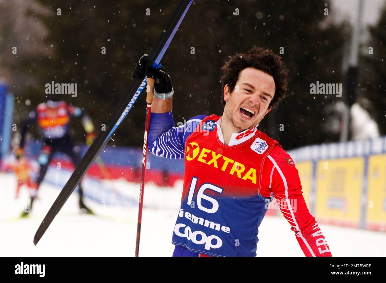 Val di Fiemme, Italy 20230108.Jules Lapierre from France celebrates ...