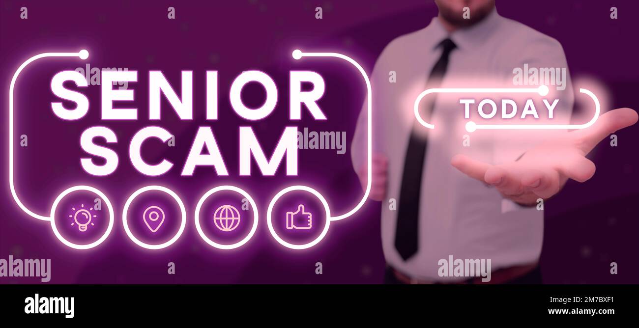 Conceptual display Senior Scam. Concept meaning fraud schemes targeting ...
