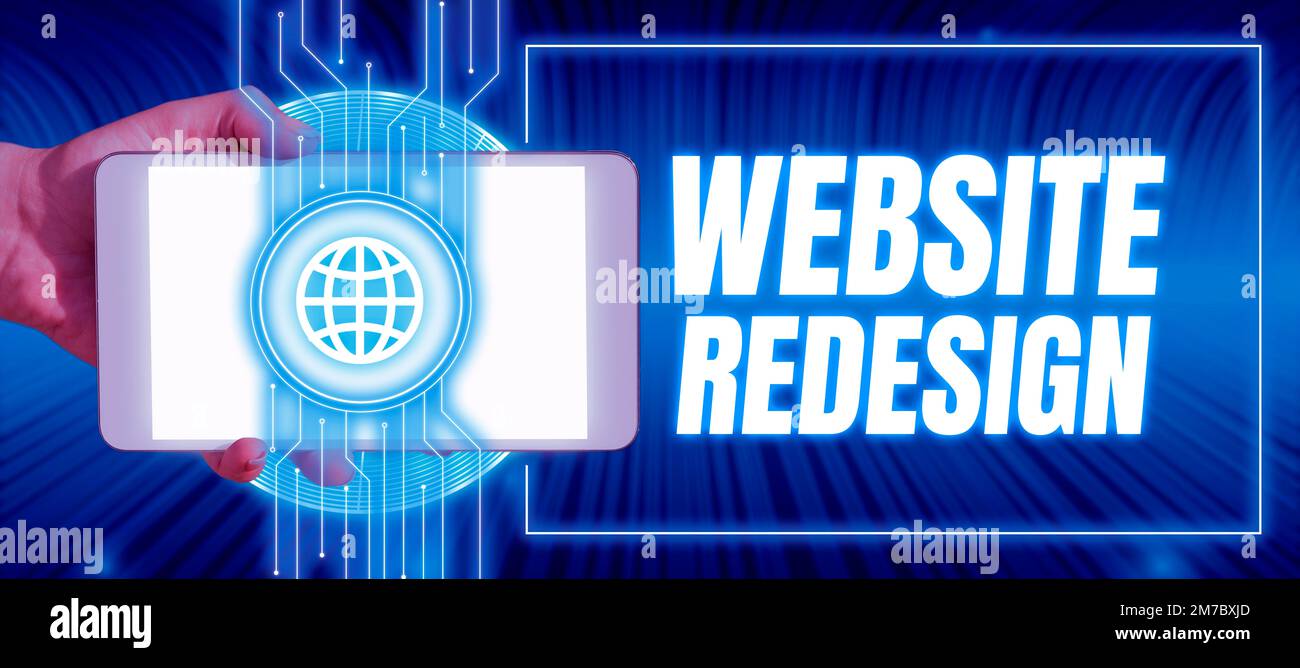 Conceptual caption Website Redesign. Internet Concept modernize improver or evamp your website's ...