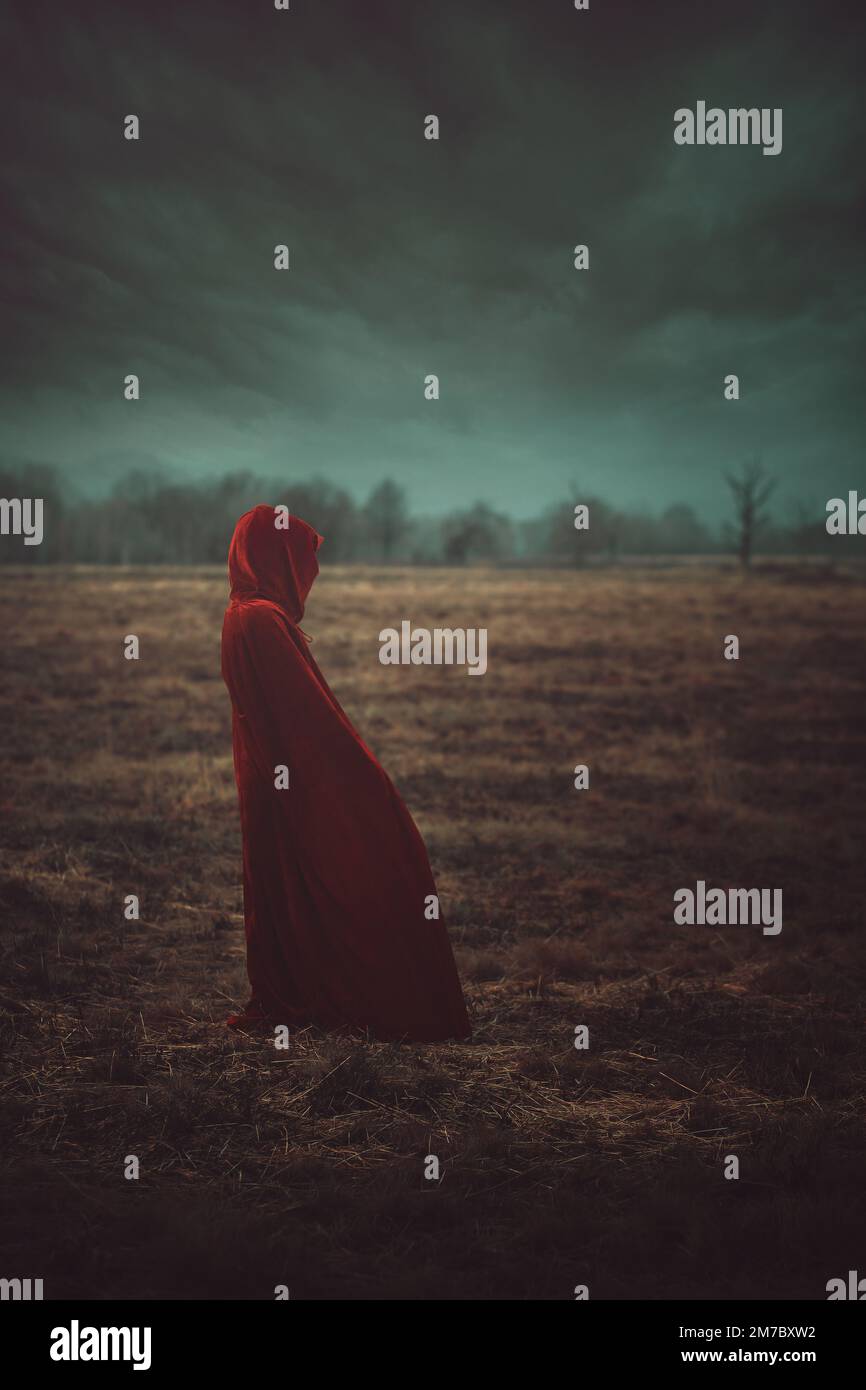 Red riding hood in a dark cold land Stock Photo - Alamy