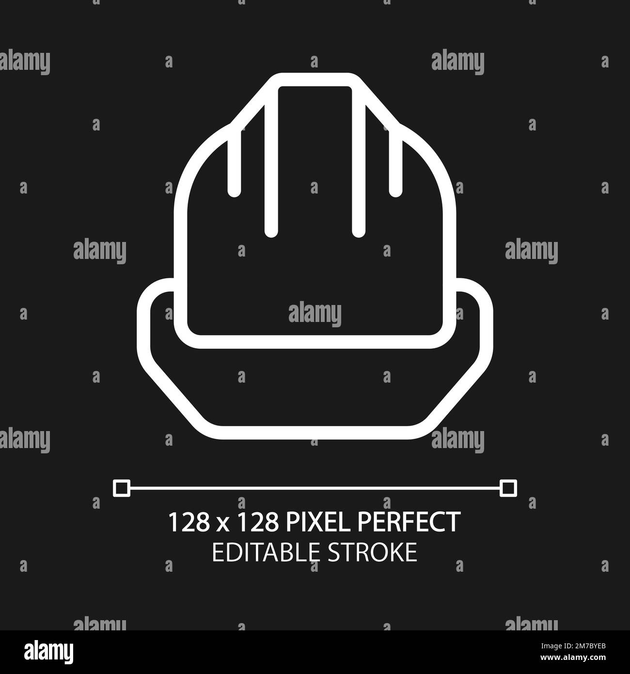Hard hat pixel perfect white linear icon for dark theme Stock Vector ...