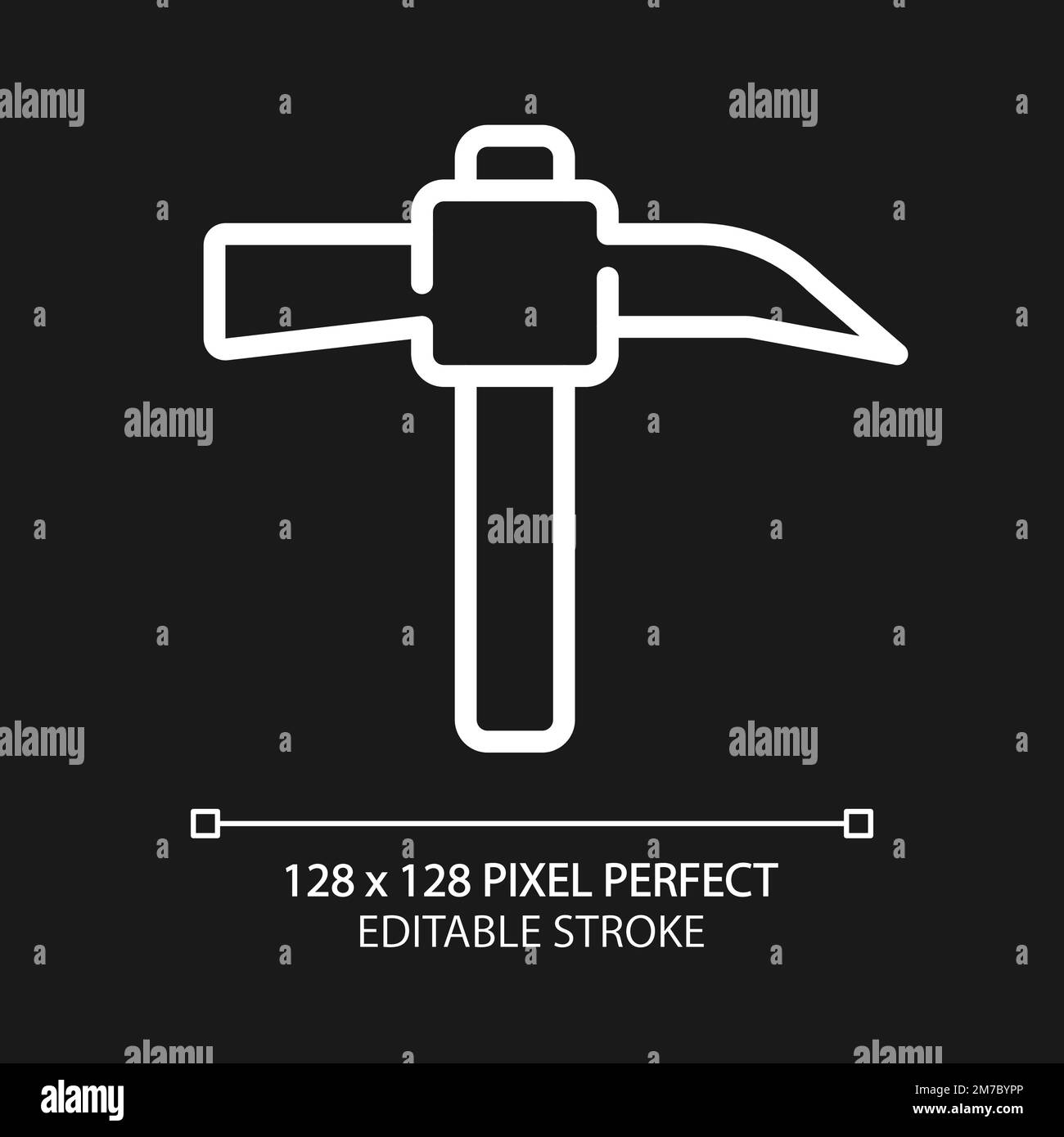 Pickaxe pixel perfect white linear icon for dark theme Stock Vector ...