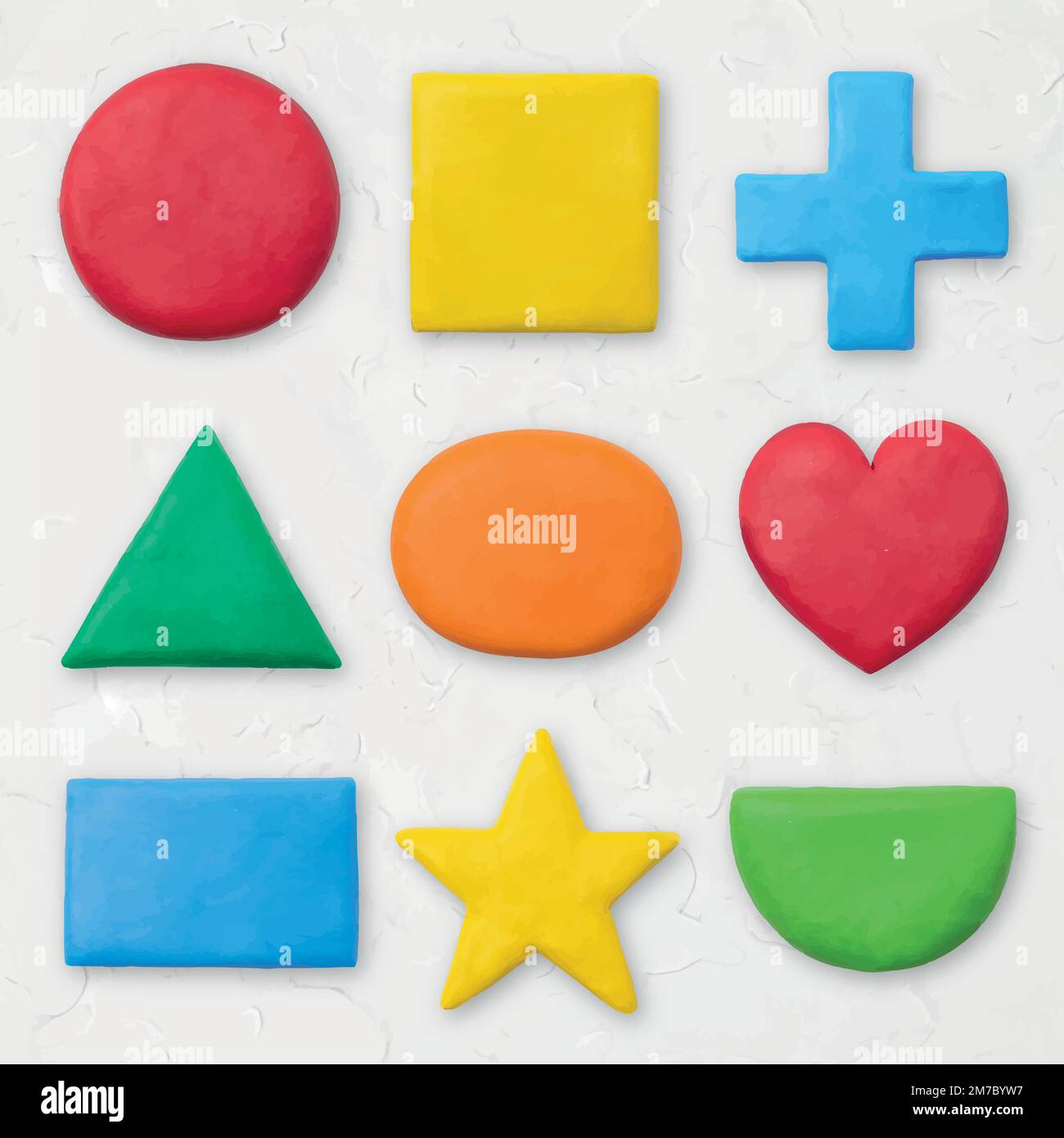 Dry clay geometric shapes vector colorful graphic for kids Stock Vector ...