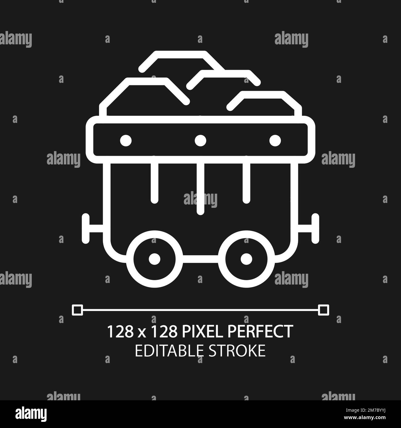 Coal cart pixel perfect white linear icon for dark theme Stock Vector ...