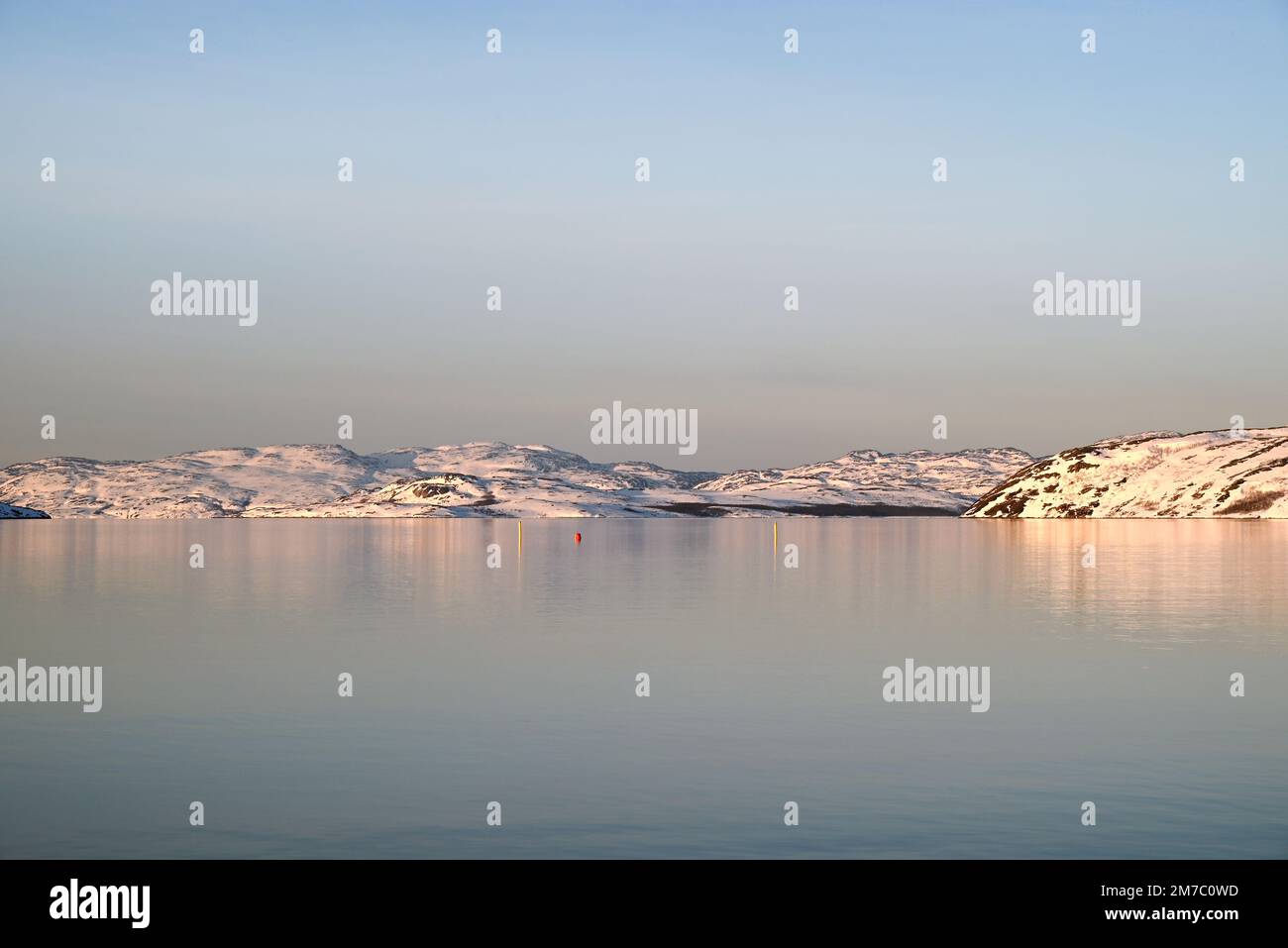 The Barents sea before the port of Kirkenes in the far northern Norway ...