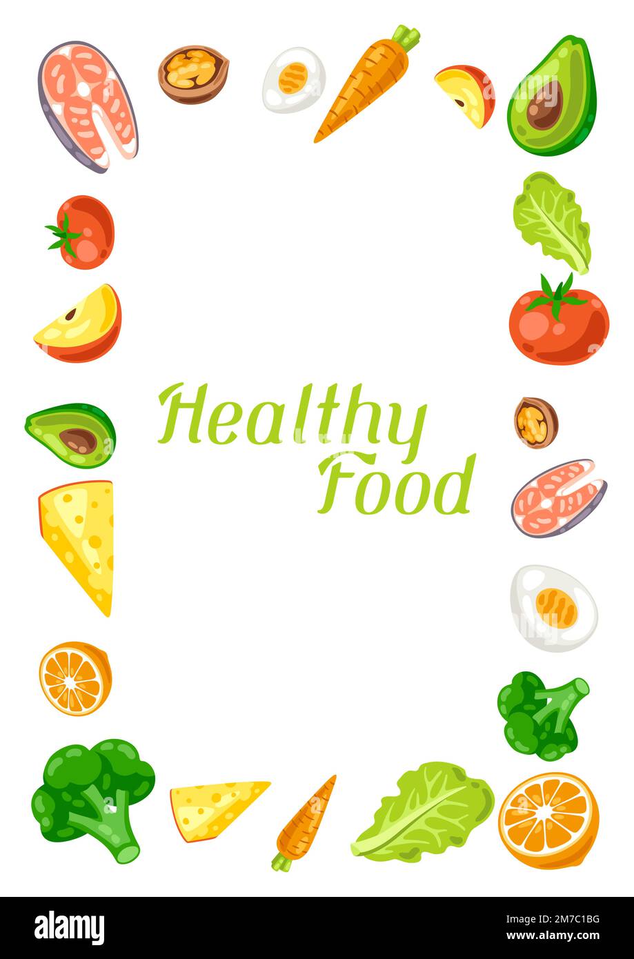 Frame with healthy eating and diet meal. Fruits, vegetables and ...