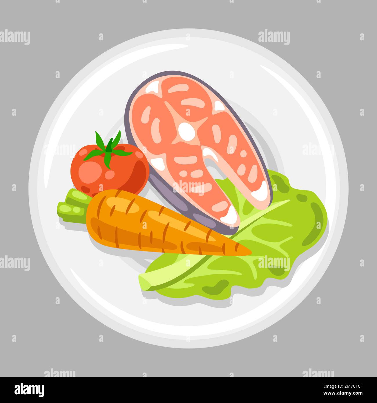 Illustration of plate with food. Healthy eating and diet meal. Fruits ...
