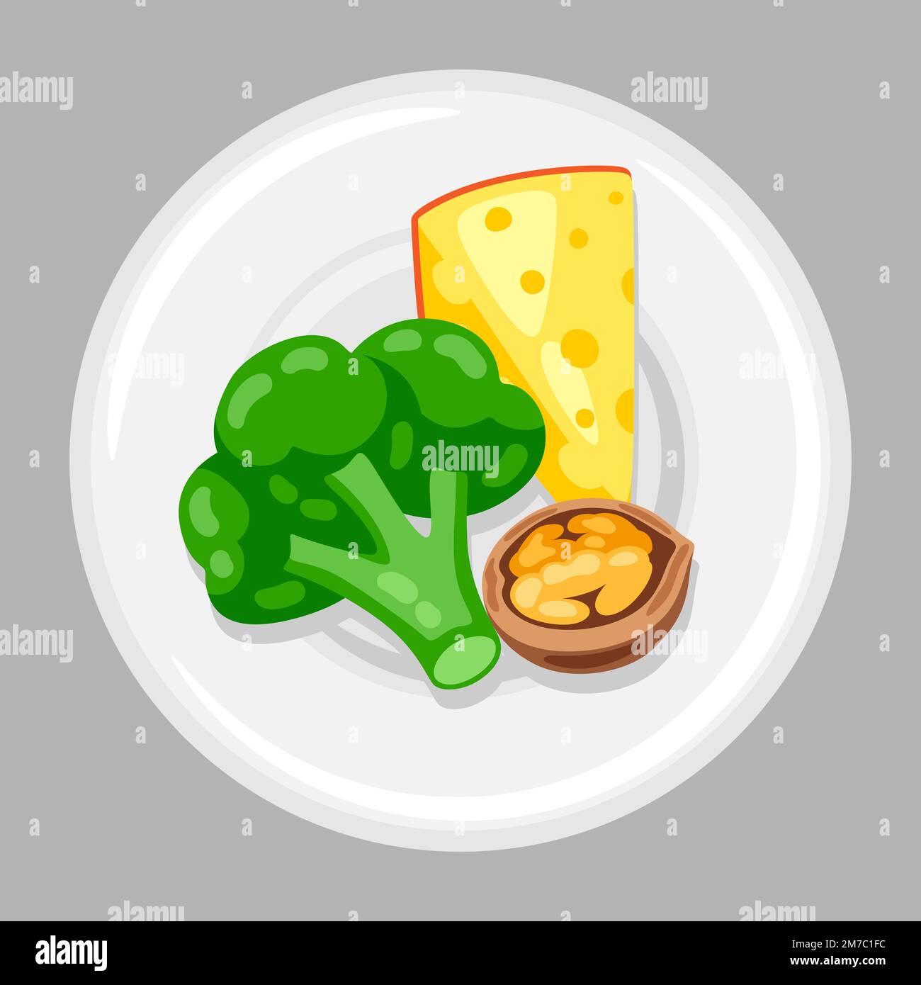 Illustration of plate with food. Healthy eating and diet meal. Fruits ...