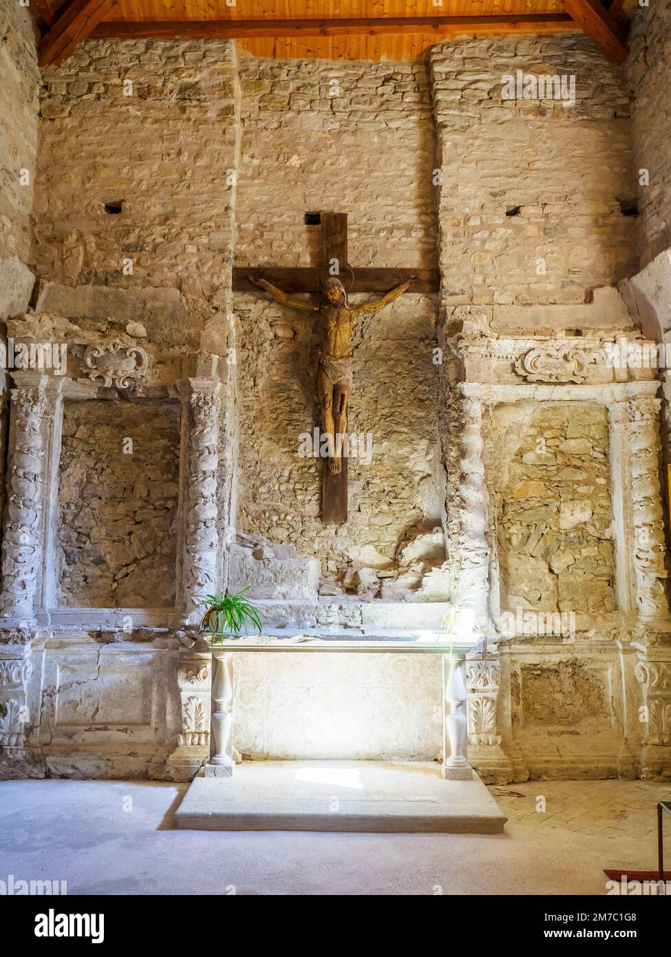 Wooden crucifix from 1650 by Matteo Gebbia inside the hall of the ...
